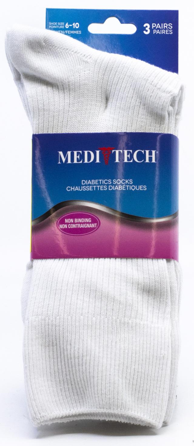 Medi Tech : Women's Diabetics Socks Non Binding White
