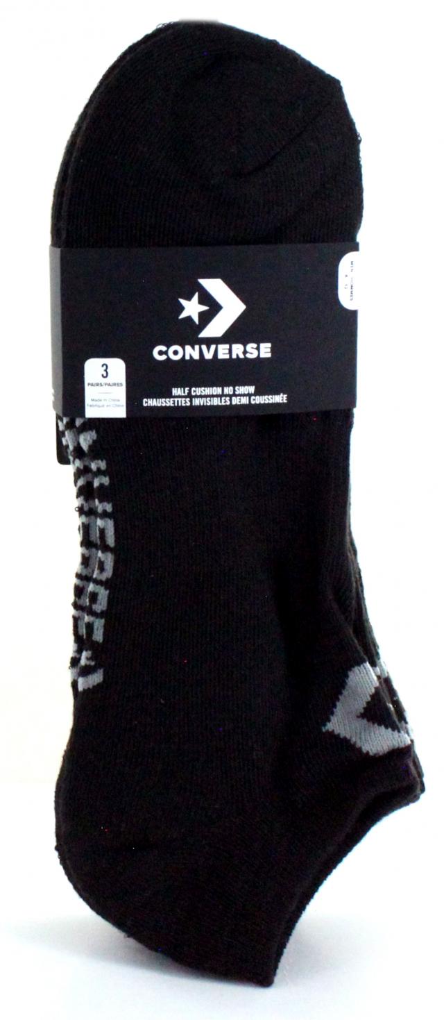 Converse : Mens Half Cushion No Show Socks Black